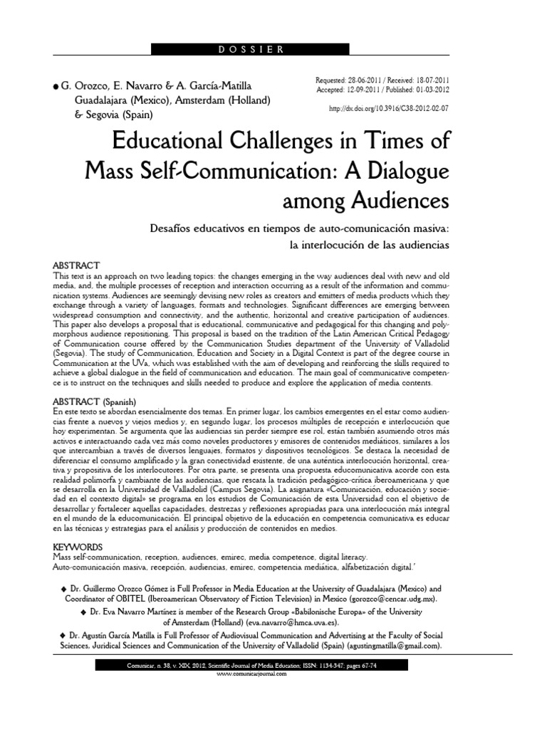 Educational Challenge in The Time of Mass-Self Communication | PDF ...