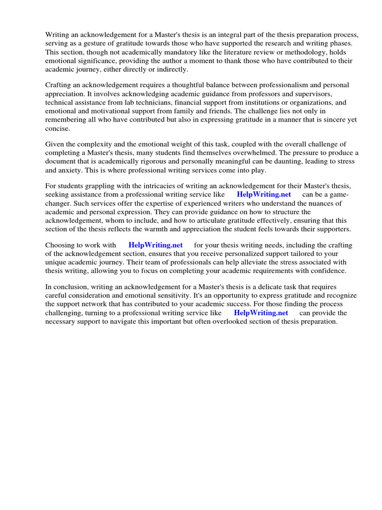 Writing Acknowledgement for Master Thesis | PDF | Thesis