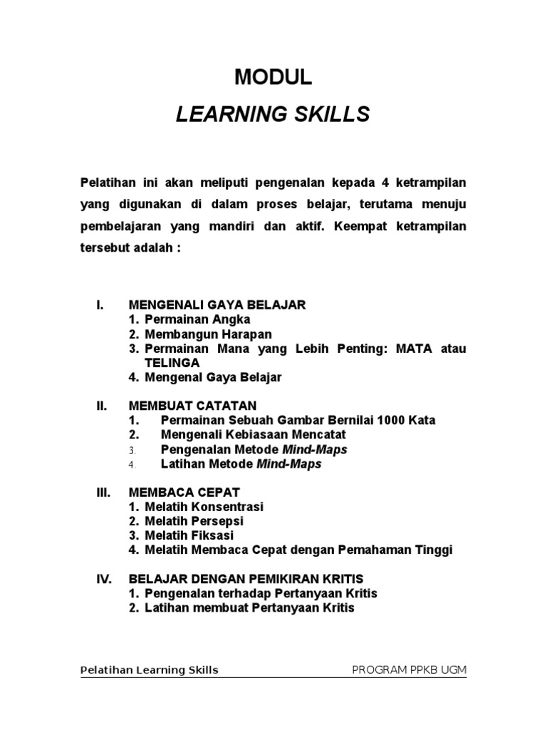 Learning Skills | PDF