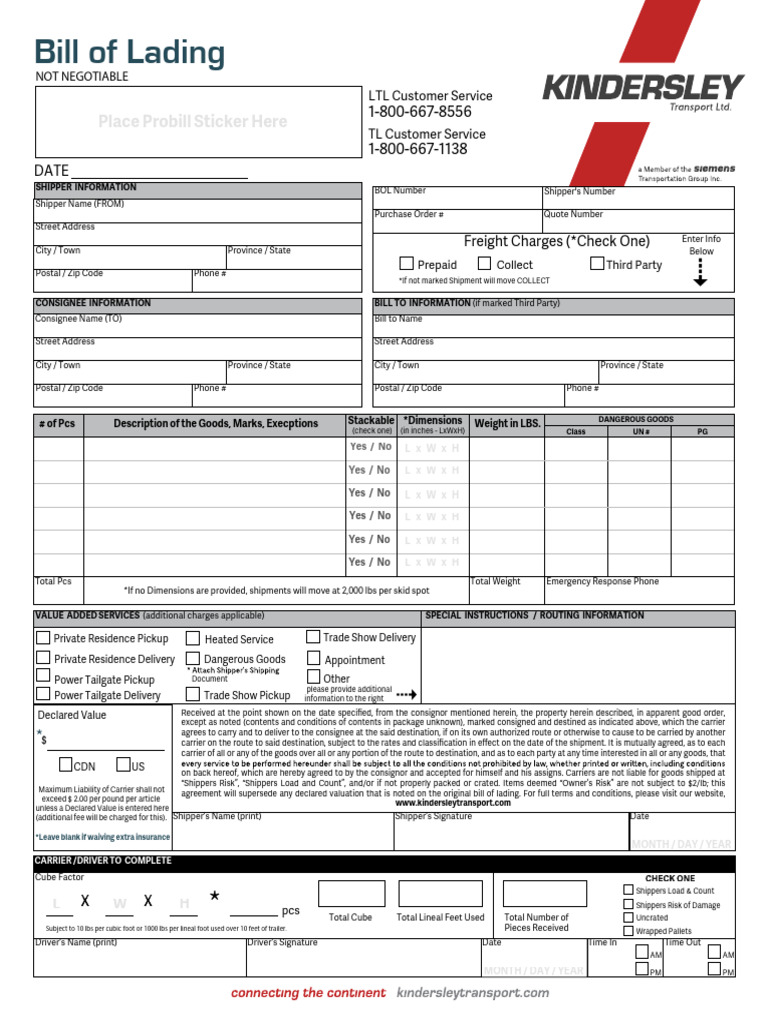 Standard Bill of Lading | PDF | Cargo | Bill Of Lading