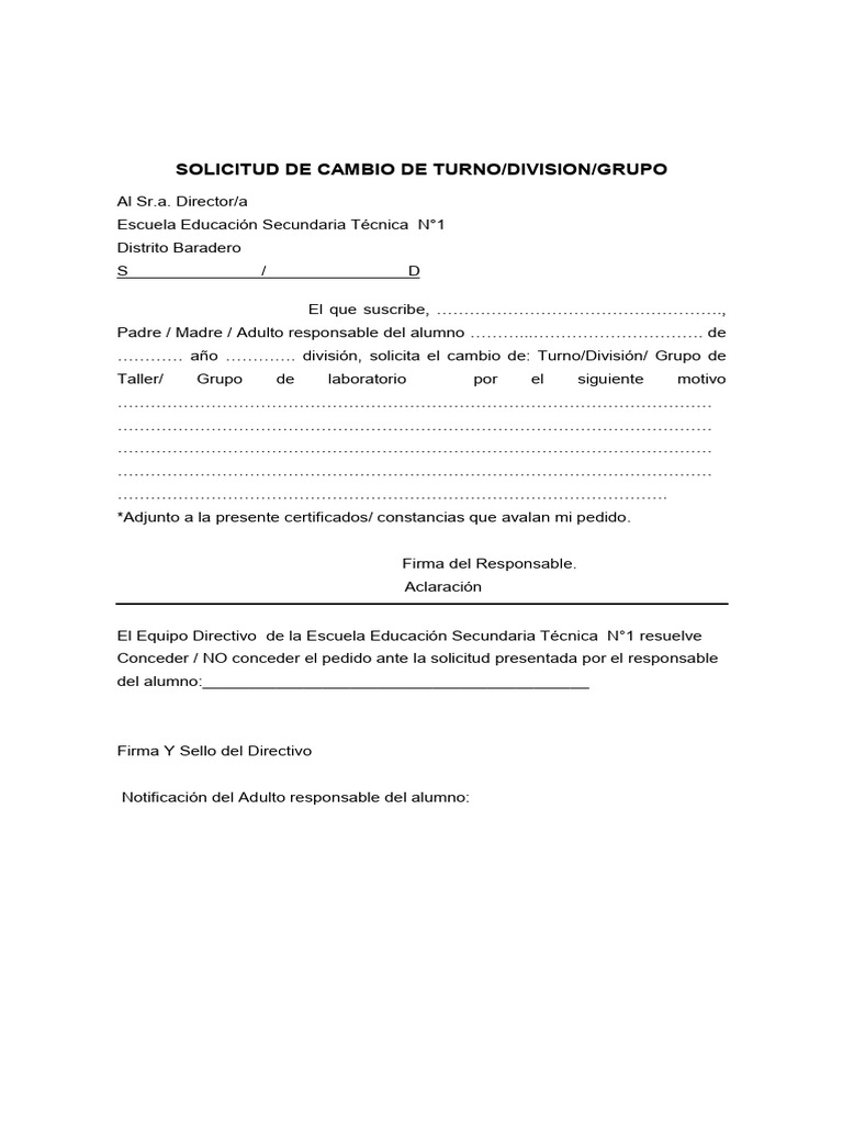 Solicitud de Cambio Turno | PDF