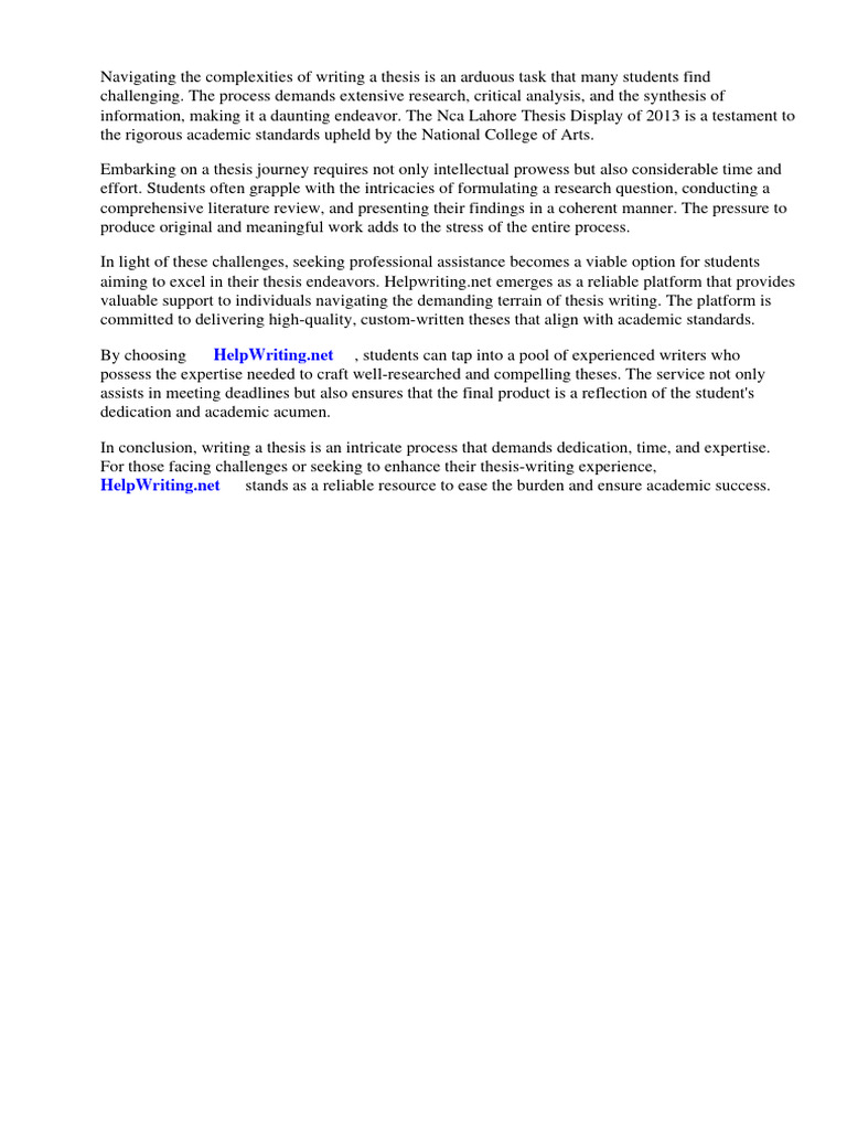 Nca Lahore Thesis Display 2013 | PDF