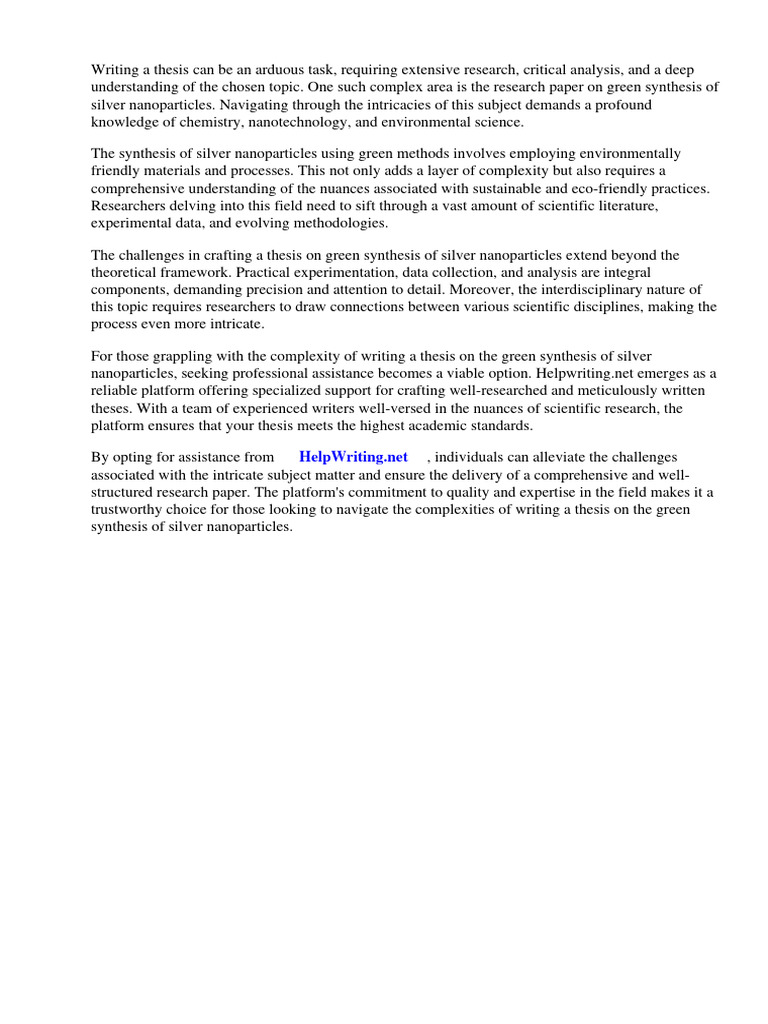 Research Paper On Green Synthesis of Silver Nanoparticles | PDF ...