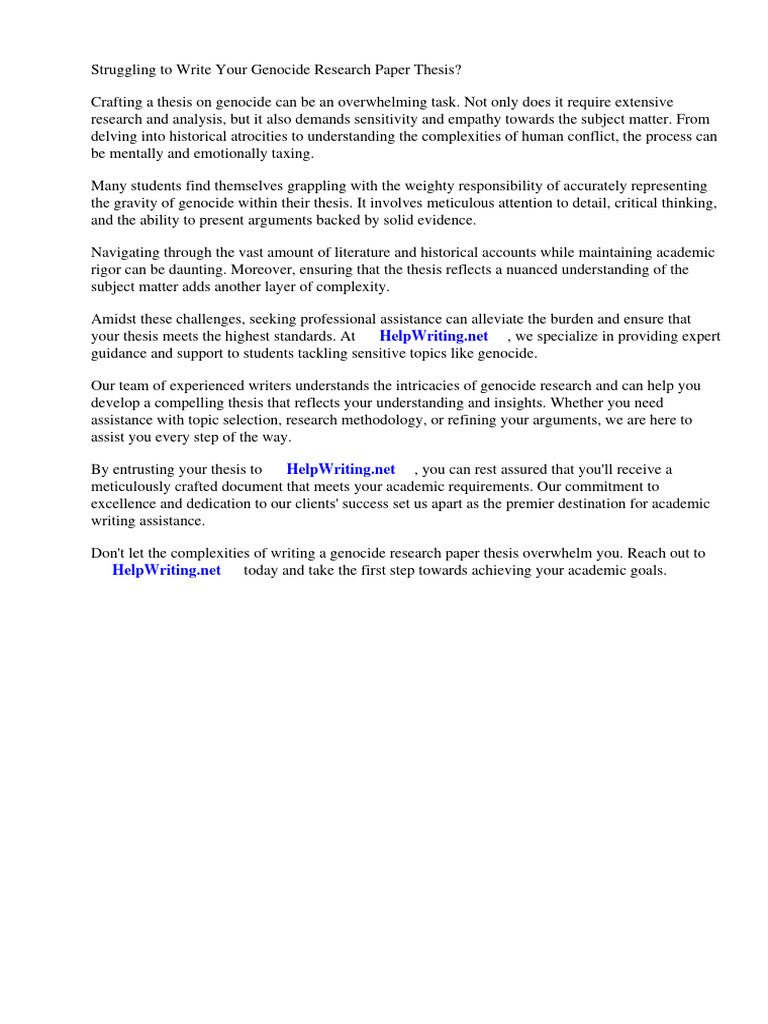 Genocide Research Paper Thesis | PDF | Rwandan Genocide | Armenian Genocide