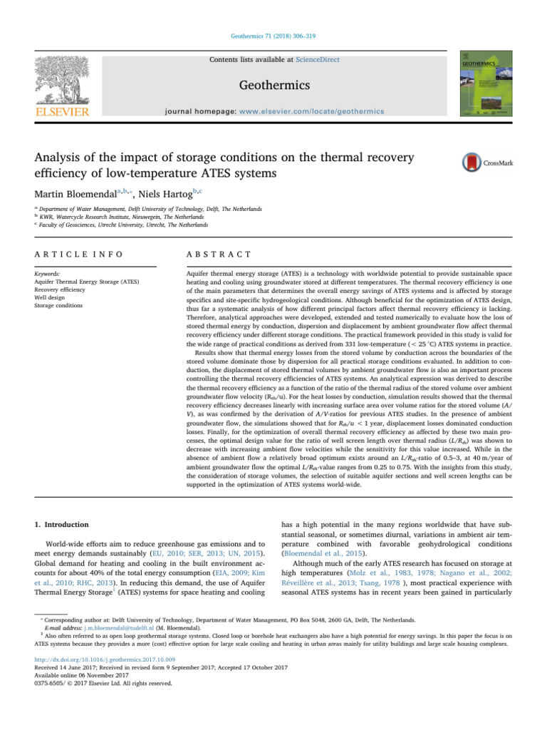 Analysis of The Impact of Storage Conditions On The Thermal Recovery ...