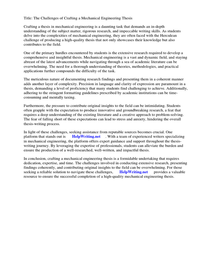 Mechanical Engineering Thesis Papers | PDF | Thesis | Engineering Mechanical Engineering Thesis Papers | PDF | Thesis | Engineering