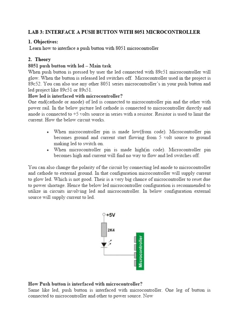 Lab3 Interface A Push Button With 8051 | PDF | Computer Engineering ...