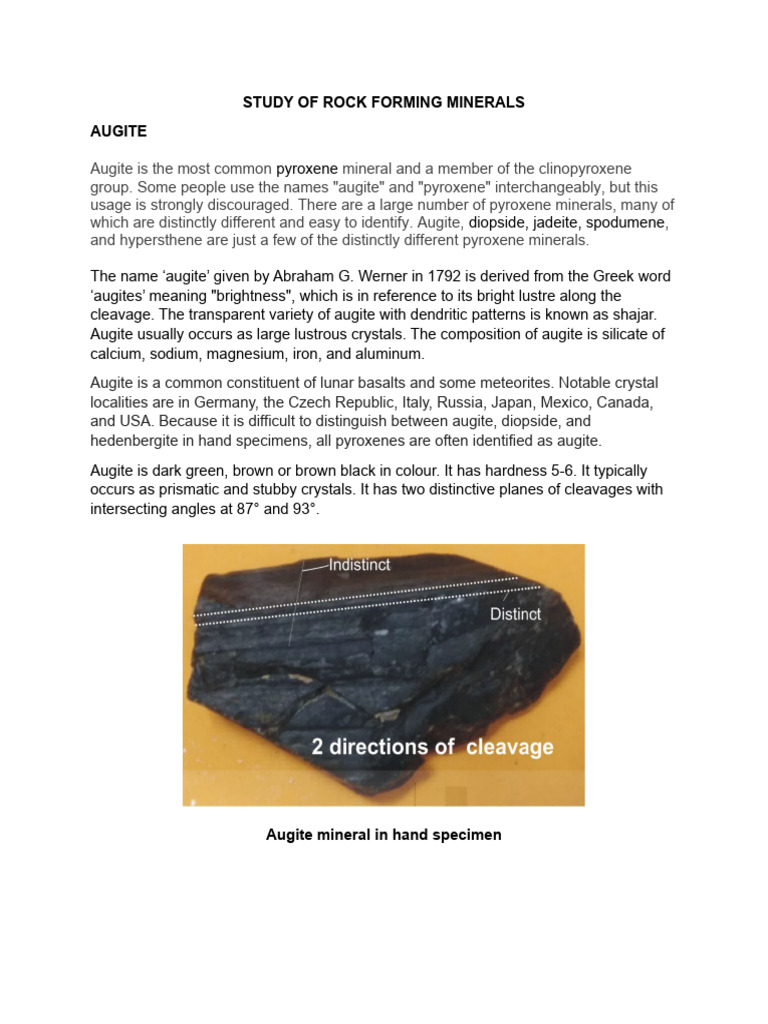 Augite and Hornblende | Download Free PDF | Rock (Geology) | Minerals