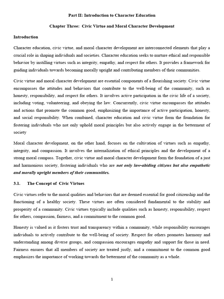 Civic Virtue and Character Education | PDF | Morality | Virtue