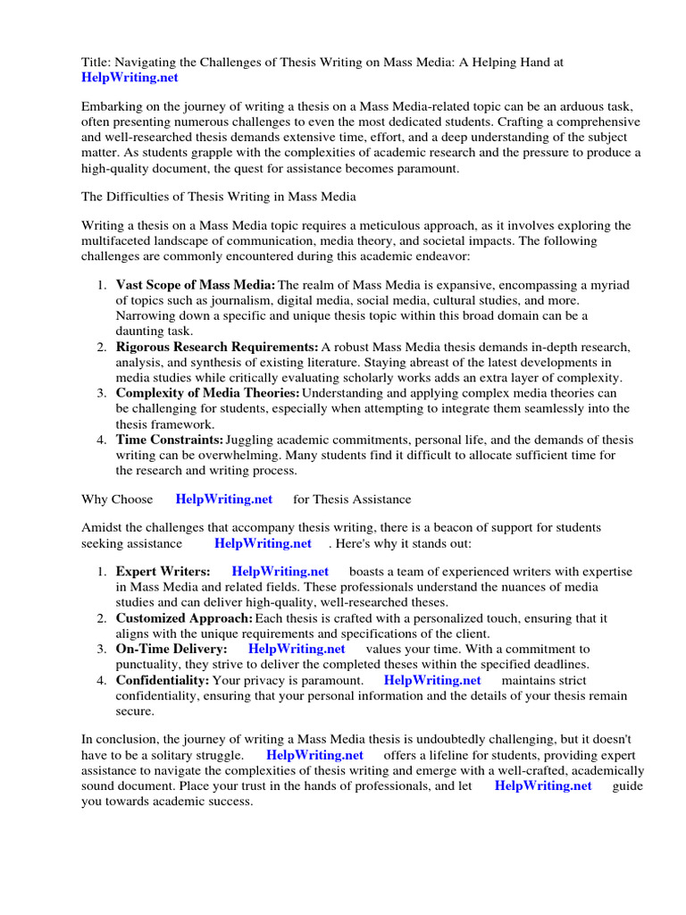 Thesis Topic Related To Mass Media | PDF | Mass Media | Media ...