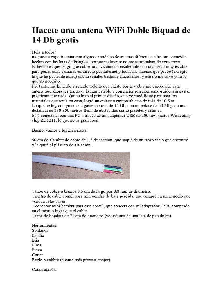 Antena WiFi Doble Biquad | PDF | Antena (Radio) | USB
