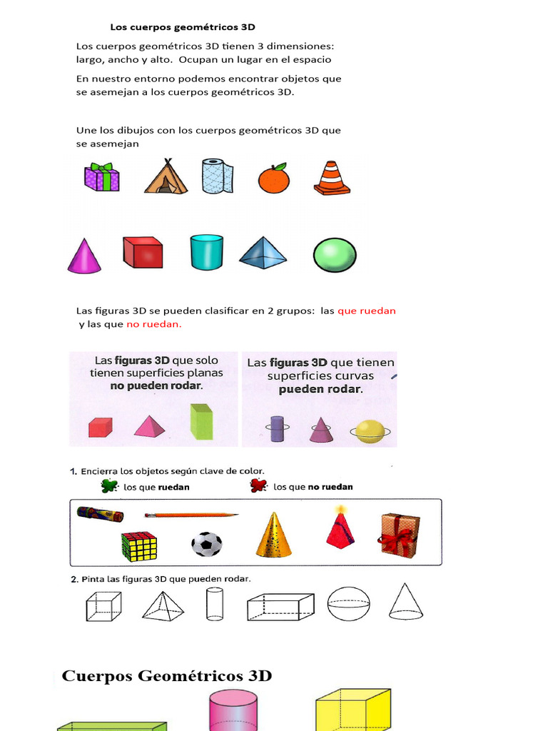 Los cuerpos geométricos 3D | PDF