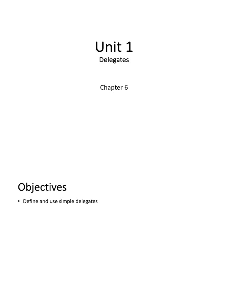 Unit 1 - Chapter 6 - Delegates | PDF | Parameter (Computer Programming ... Unit 1 - Chapter 6 - Delegates | PDF | Parameter (Computer Programming ...