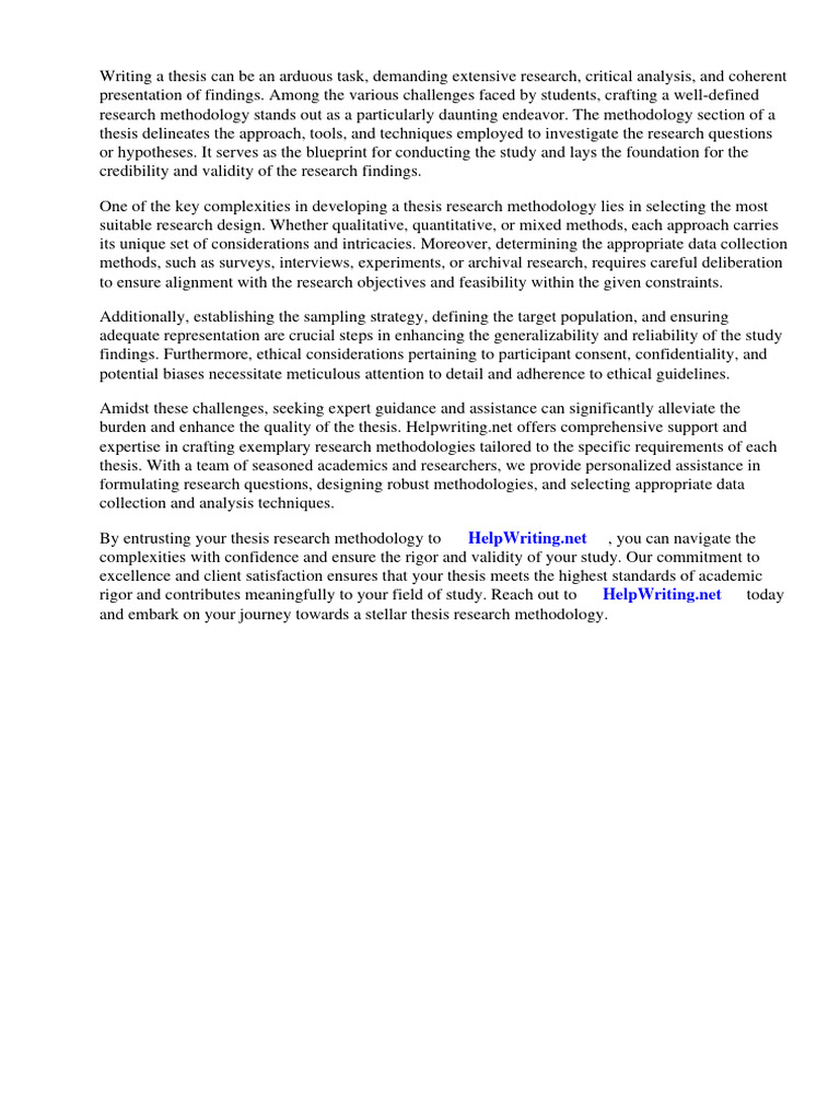 Thesis Research Methodology Example | PDF | Methodology | Thesis