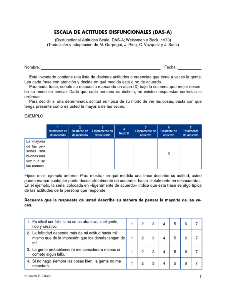 Escala de Actitudes Disfuncionales | PDF