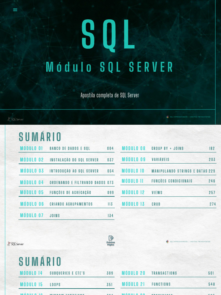 Apostila SQL Server | PDF | SQL | Bancos de dados