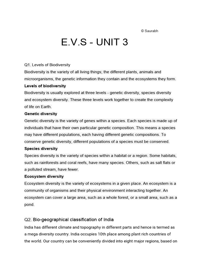 EVS-3 | PDF | Biodiversity | Habitat Destruction