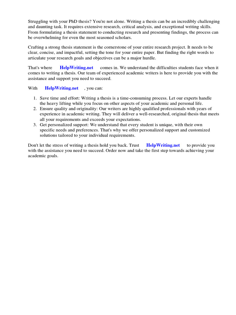 PHD Thesis Statement Examples | PDF | Thesis | Essays