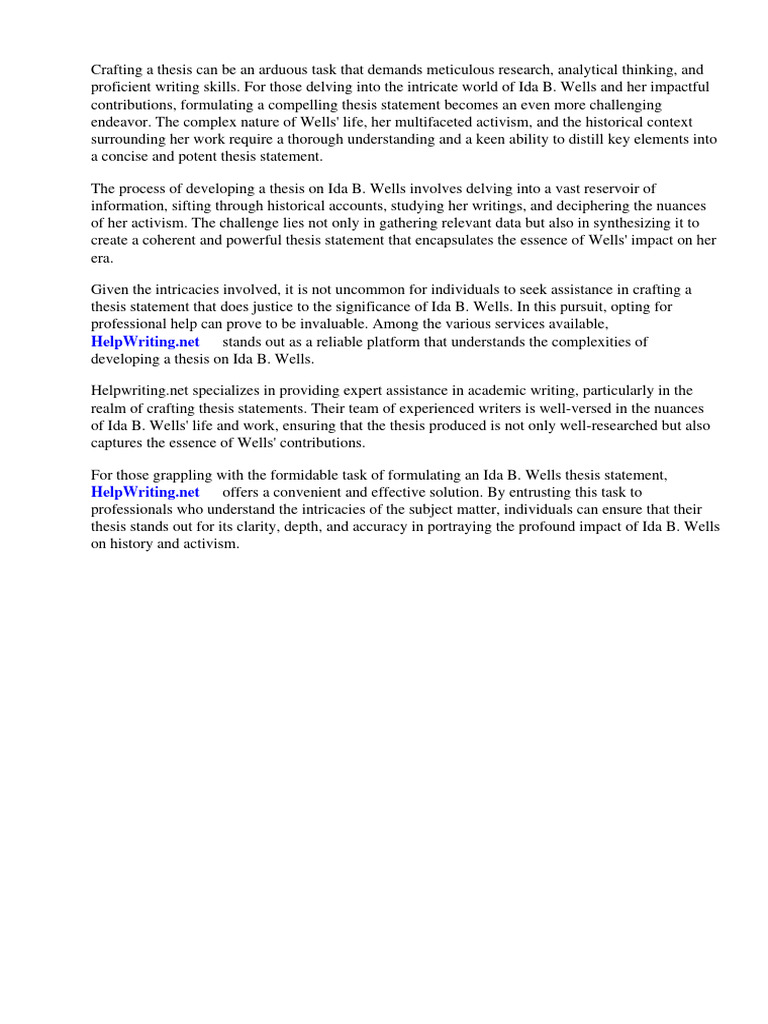 Ida b Wells Thesis Statement | PDF