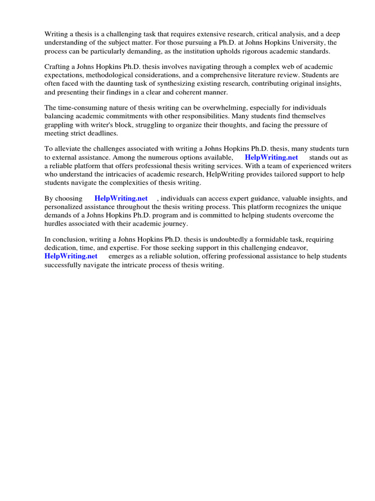 Johns Hopkins PHD Thesis | PDF | Johns Hopkins University