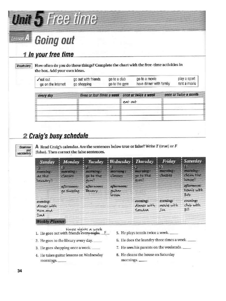 Touchstone Workbook Level 1 - Unit 5 | PDF