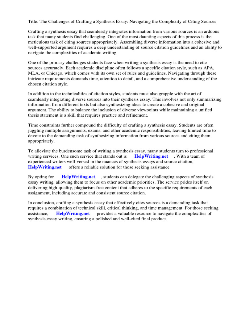 Synthesis Essay Tips for Students | PDF | Essays | Apa Style