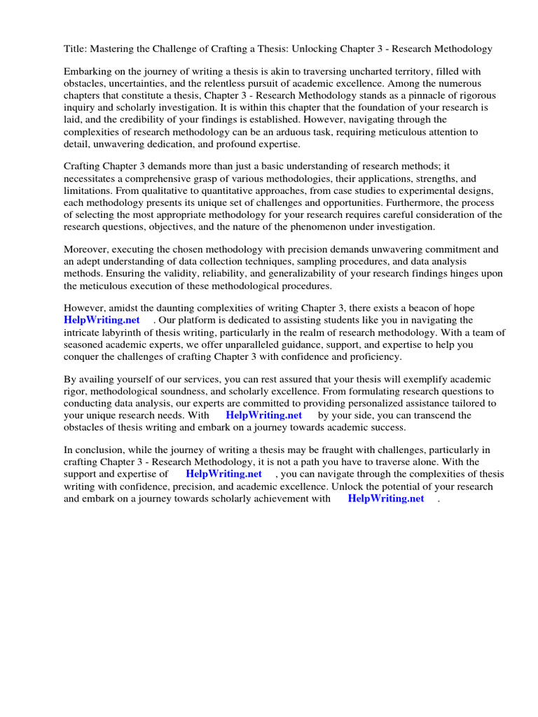 Research Methodology Thesis Chapter 3 | Download Free PDF | Methodology ...