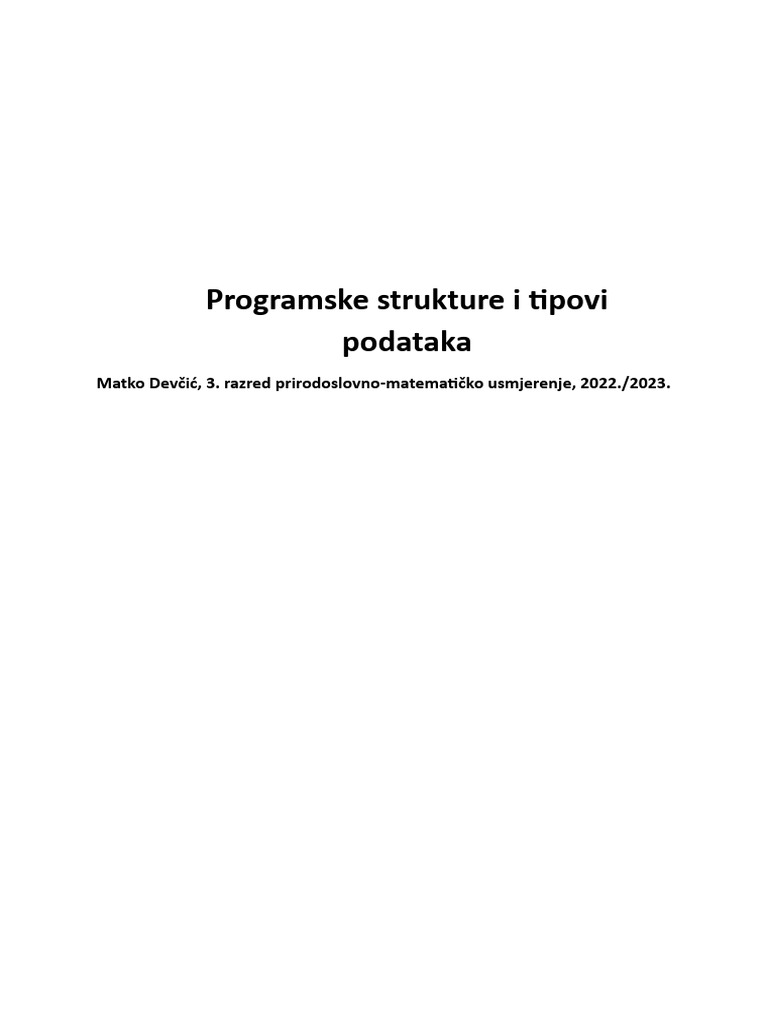 Programske Strukture I Tipovi Podataka | PDF