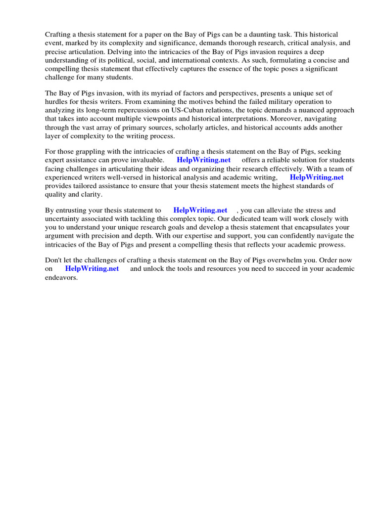 Bay of Pigs Thesis Statement | Download Free PDF | Fidel Castro | Cuba
