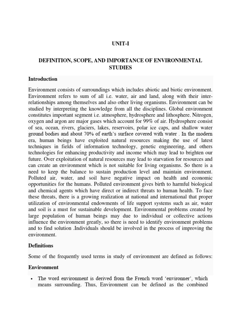 EVS UNIT-I 2 | PDF | Soil | Energy Development
