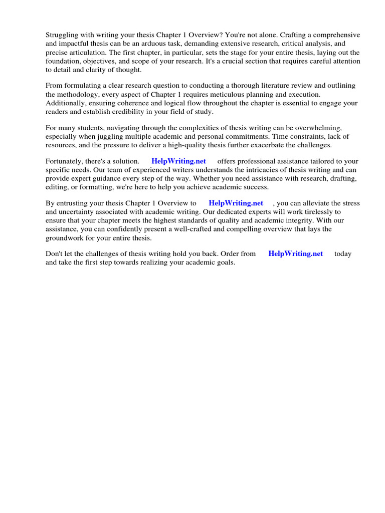 Thesis Chapter 1 Overview | PDF | Methodology | Thesis