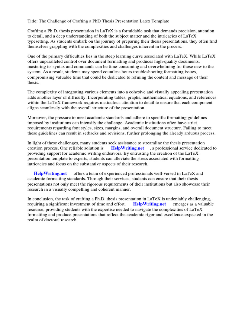 PHD Thesis Presentation Latex Template | PDF | Thesis | Doctor Of ...