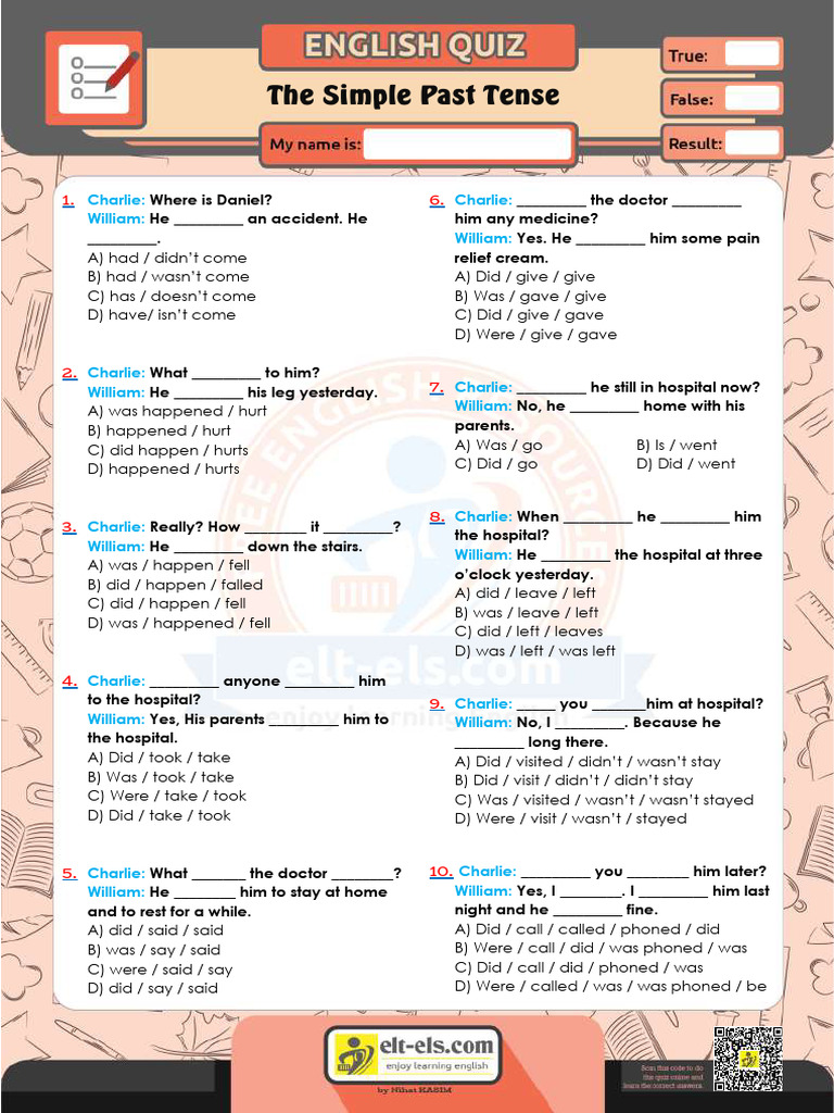 Quiz past simple tense 4 | PDF