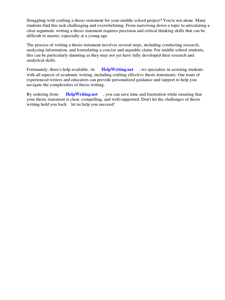 Middle School Thesis Statement Practice | PDF | Essays | Thesis