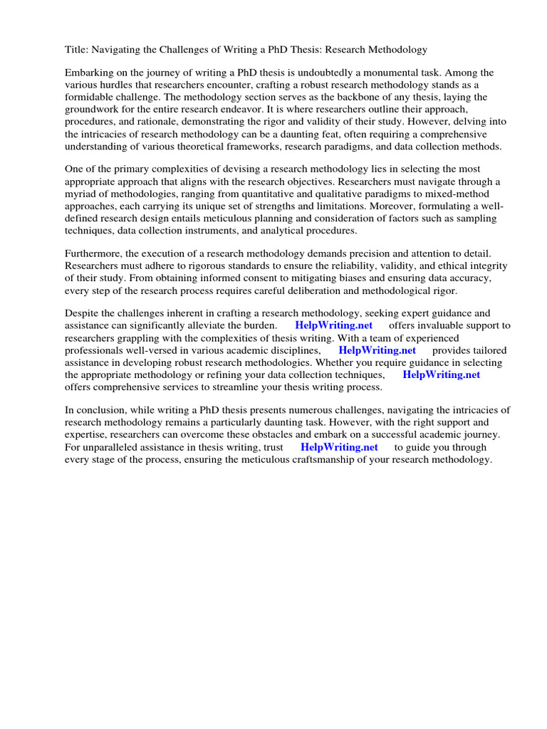 PHD Thesis Research Methodology | PDF | Thesis | Methodology