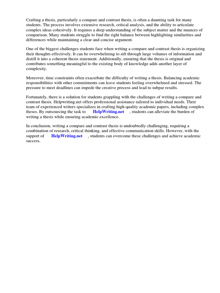 Example of A Good Compare and Contrast Thesis | PDF | Essays | Thesis