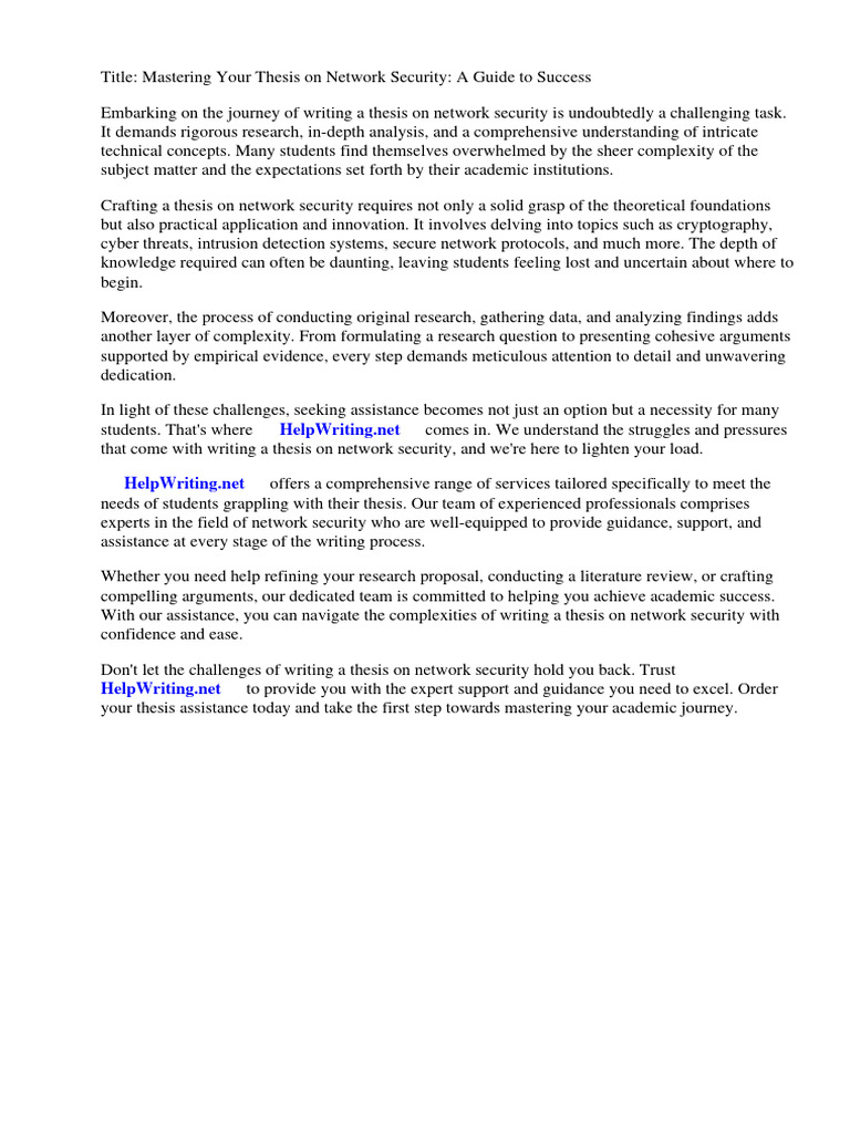 Network Security Thesis Help | PDF | Security | Computer Security