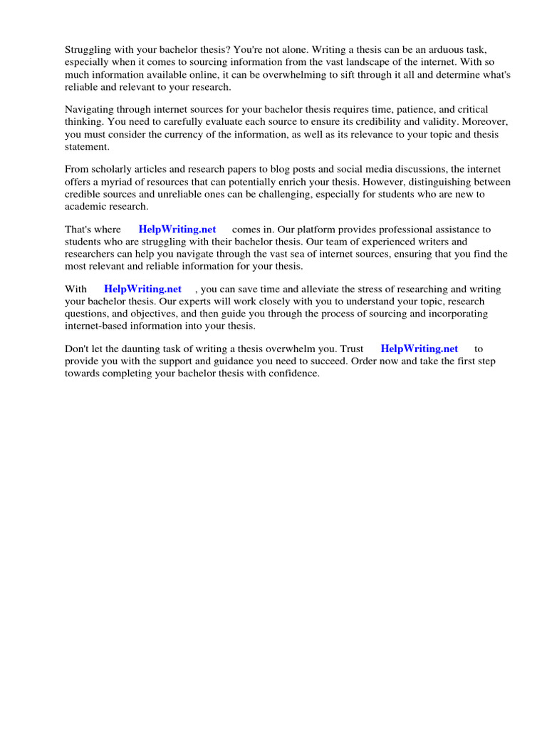Bachelor Thesis Internet Sources | PDF | Thesis | Internet