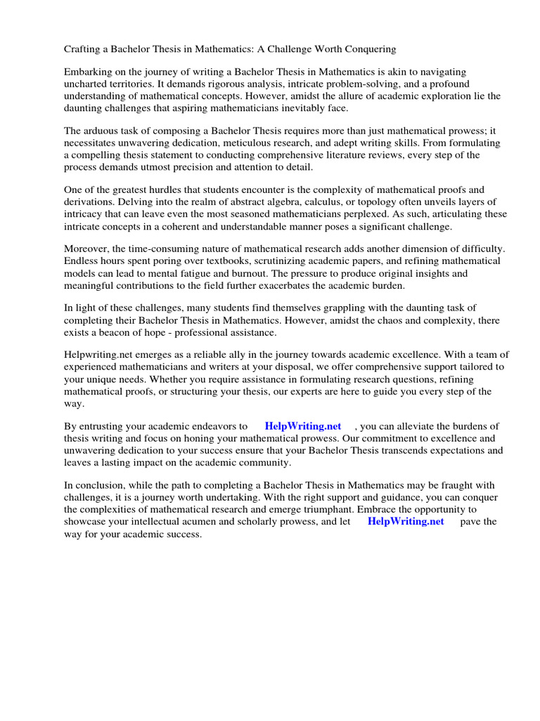 Bachelor Thesis Mathematics | PDF | Thesis | Mathematics