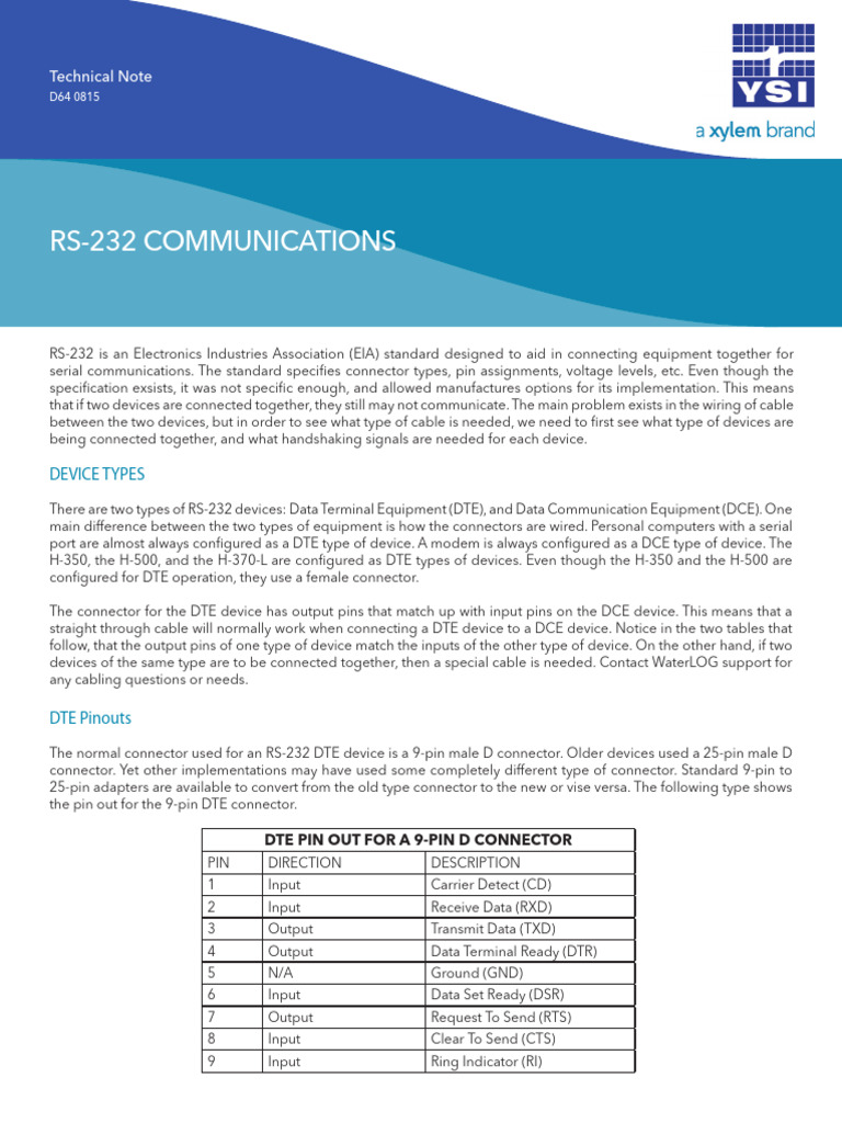 WaterLog RS 232 Communications Technical Note | PDF | Data Transmission ...