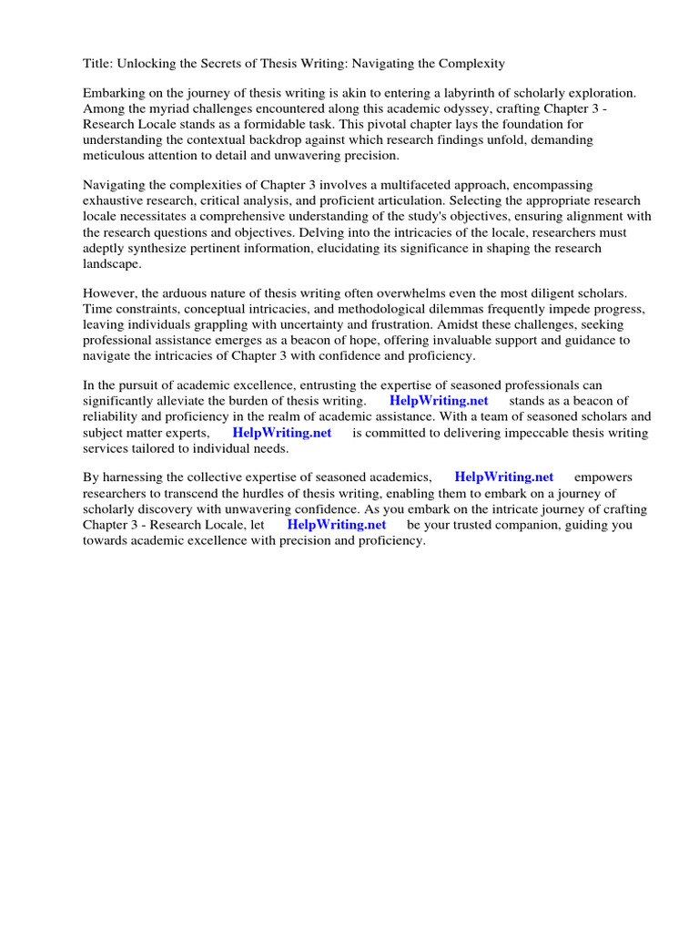 Sample Thesis Chapter 3 Research Locale | PDF | Methodology | Thesis