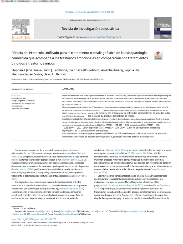 Efficacy of The Unified Protocol For Transdiagnostic (1) - 1 | PDF ...