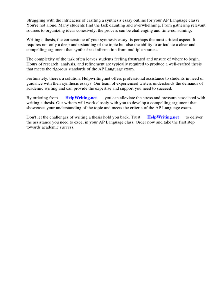 Synthesis Essay Outline AP Language | PDF | Essays | Reason
