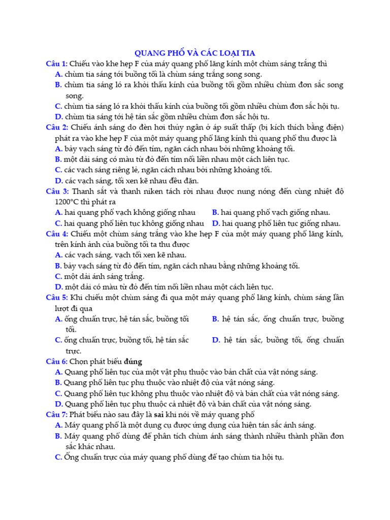 Quang PH Và Các Lo I Tia | PDF