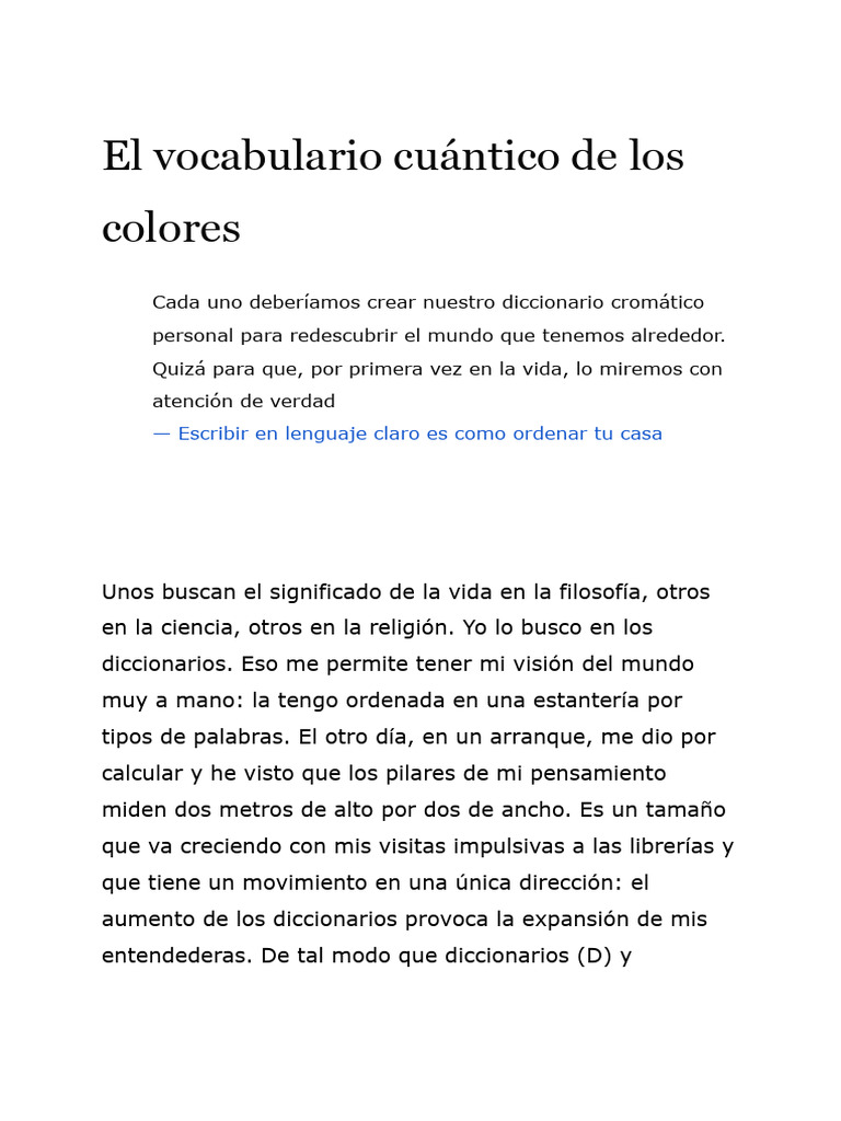 Diccionario personal de colores | PDF | Color | Azul