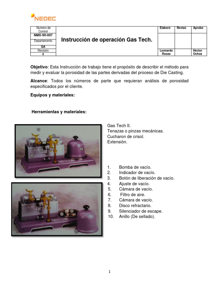 Instruccion de operacion GAS TECH | PDF | Vacío | Aluminio