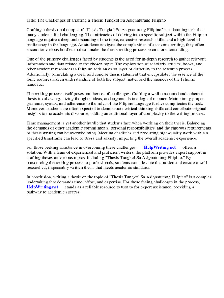 Thesis Tungkol Sa Asignaturang Filipino | PDF | Tagalog Language | Thought