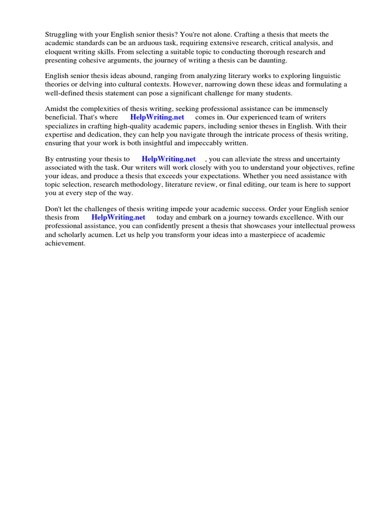 English Senior Thesis Ideas | PDF | Thesis | Essays