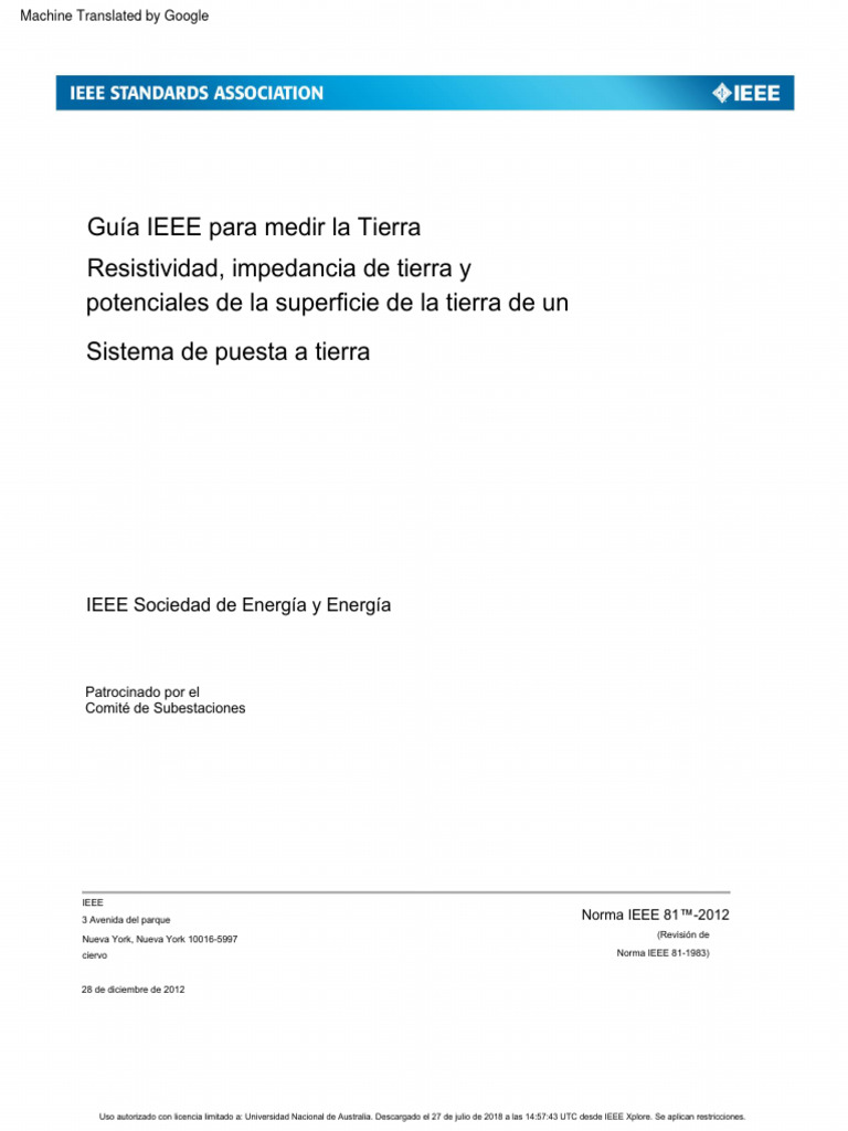 Esp Ieee 81 2012 | PDF | Instituto de Ingenieros Eléctricos y ...