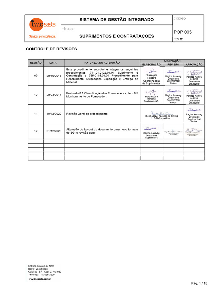 Microsoft Word - POP-005.rev12 - Suprimentos e Contratações | PDF | ISO ...